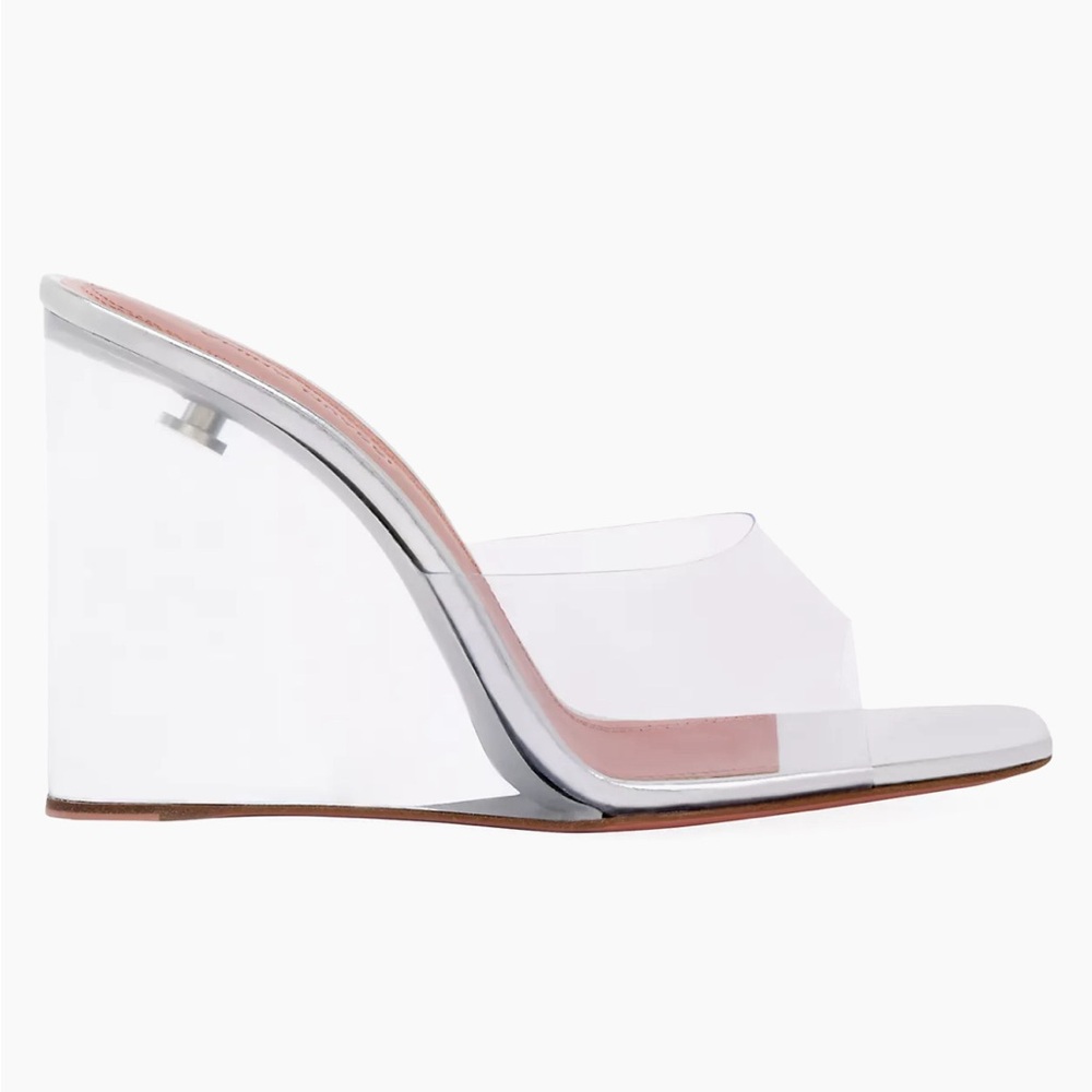 Amina Muaddi Lupita Pvc Wedge Mules - Gem